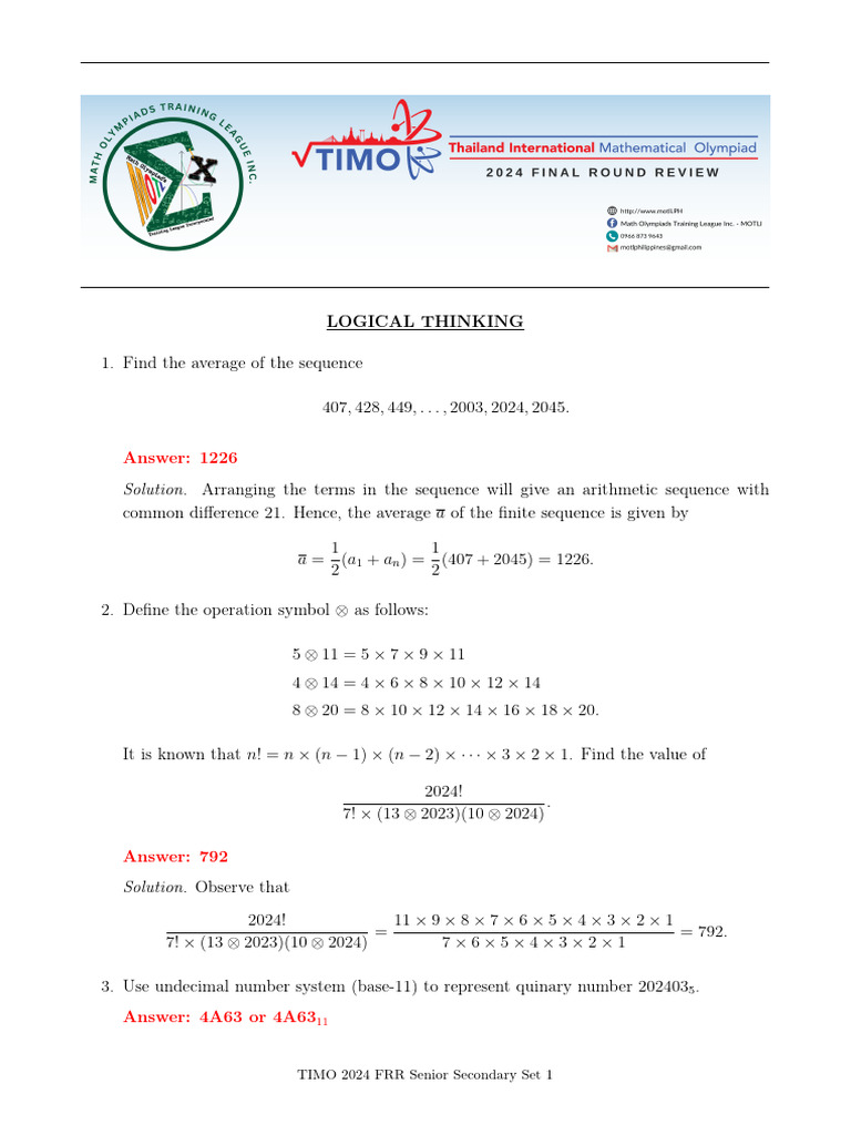 TIMO 2024 FRR SS Set 1 Solution Manual | PDF | Trigonometric Functions | Area