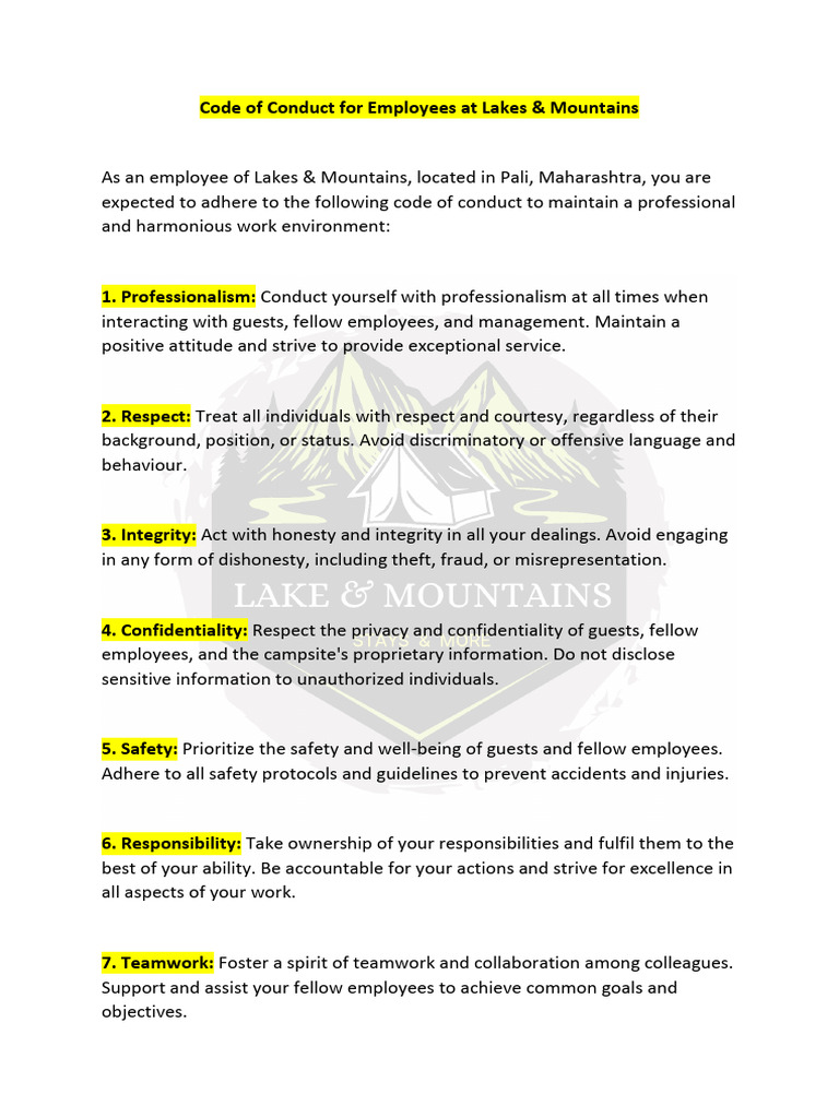 Code of Conduct - Employees | PDF | Communication
