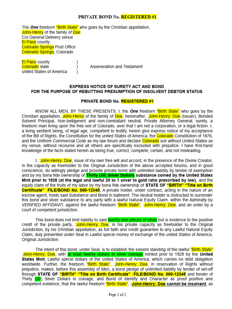 Silver Bond Sample | PDF | Legal Tender | Bonds (Finance)