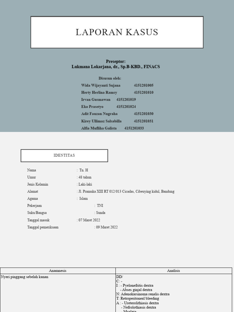 Lapsus Day 2 Ureterolithiasis DR - Lukmana Lokarjana, SpB-KBD.,FinaCS | PDF