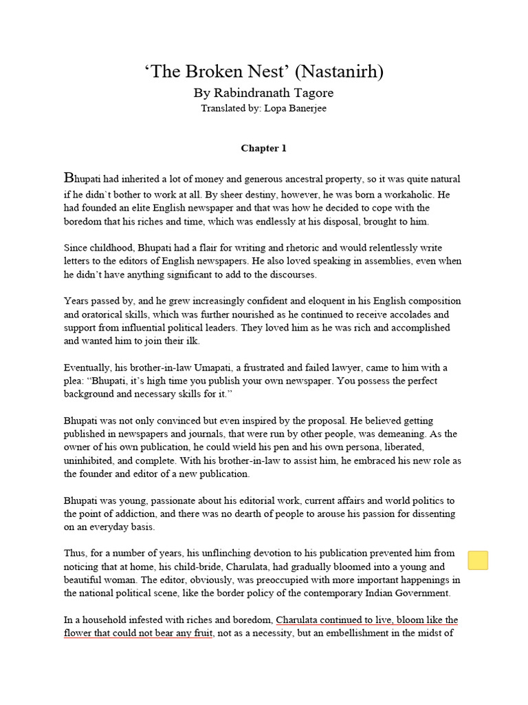 Nastanirh - The Broken Nest - Rabindranath Tagore | PDF | Poetry | General Fiction
