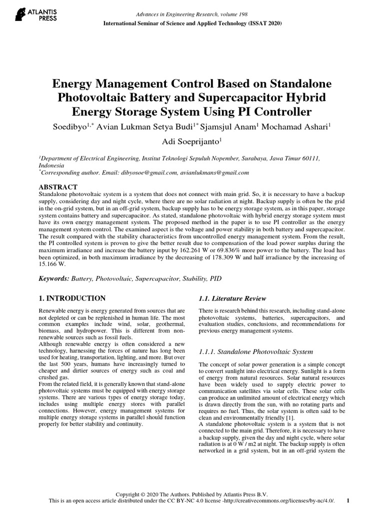 Energy Management Control Based On Standalone | PDF | Capacitor | Solar ...