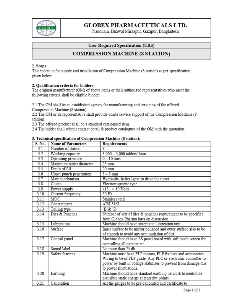 URS Compression Machine (8 Station) | PDF | Manufactured Goods ...
