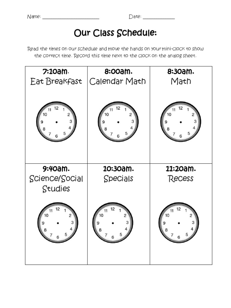 Class Schedule and Time Activity | PDF | Language Arts & Discipline ...