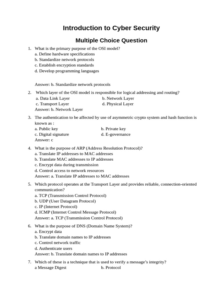 Introduction To Cyber Security | PDF | Internet Protocol Suite | Public Key Cryptography