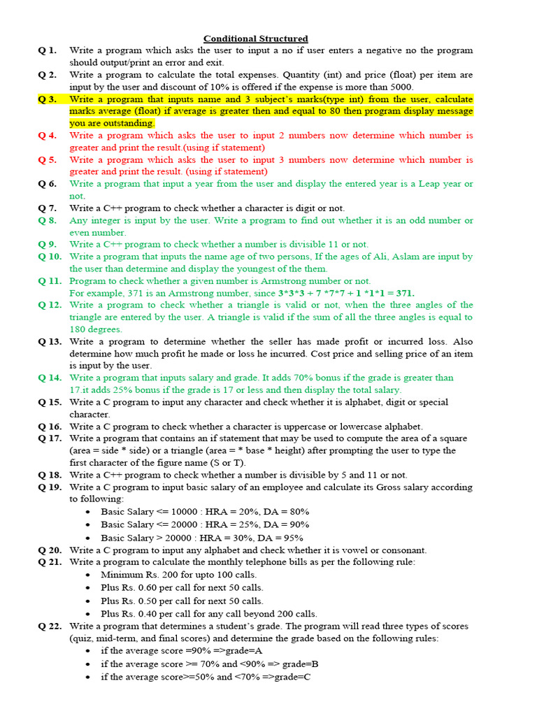 Complete Conditional Structured | PDF | Numbers | Integer (Computer Science)