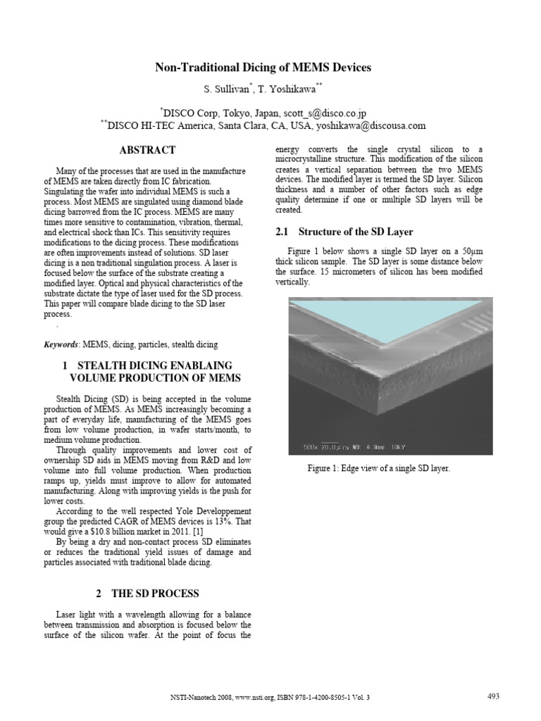 MEMS Dicing Innovations | PDF | Wafer (Electronics) | Semiconductor ...
