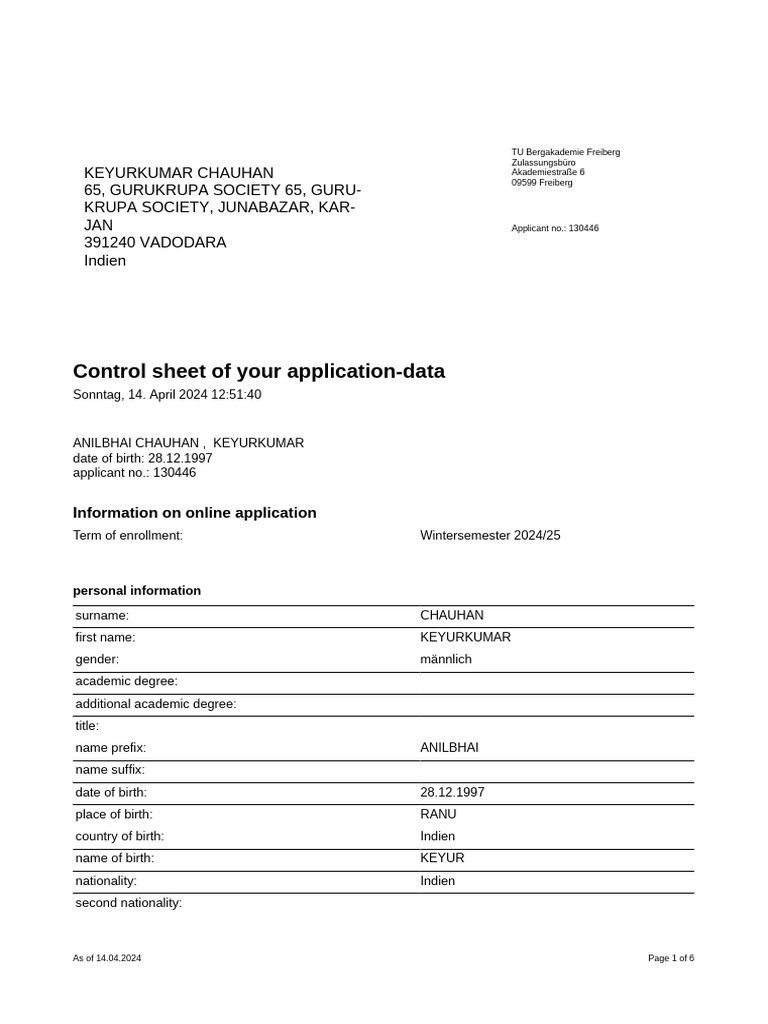 Online Application - Controll Sheet | PDF | Engineering