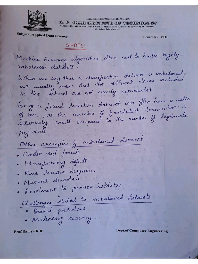 AP SHAH ADS Notes Smote | PDF | Stationary Process | Autoregressive ...