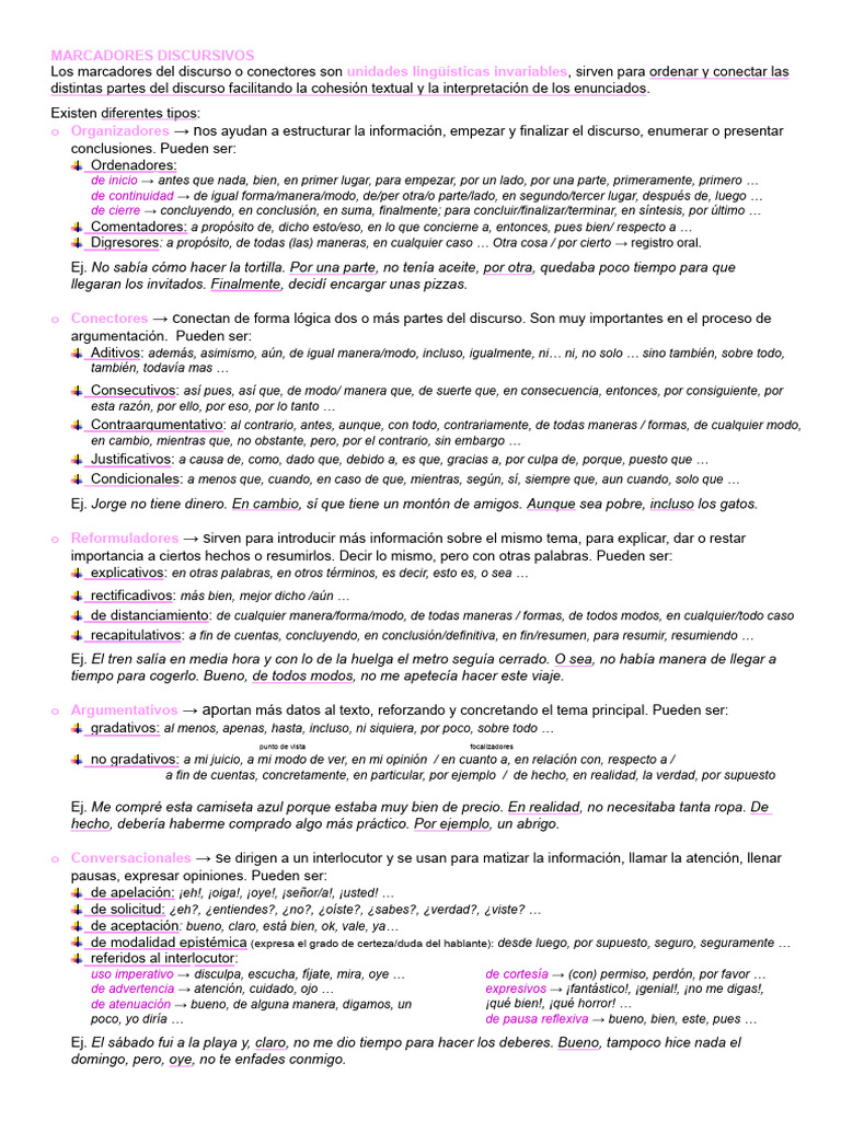 Marcadores Discursivos | PDF