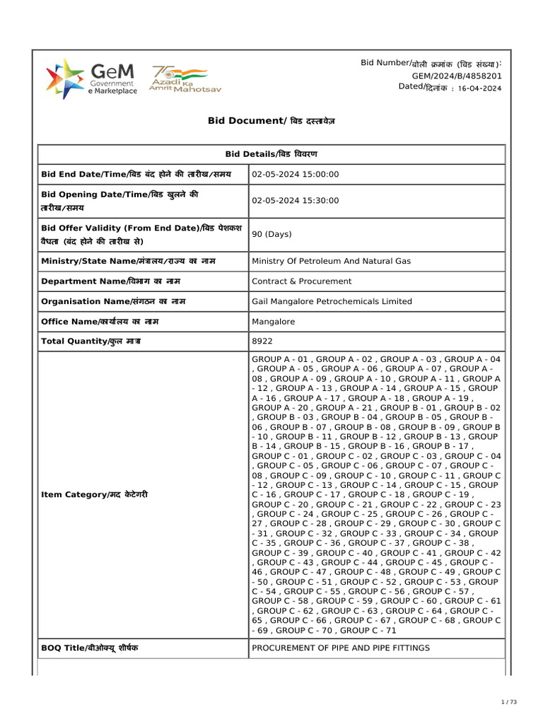 GeM Bidding 6308730 | PDF | Procurement | Business