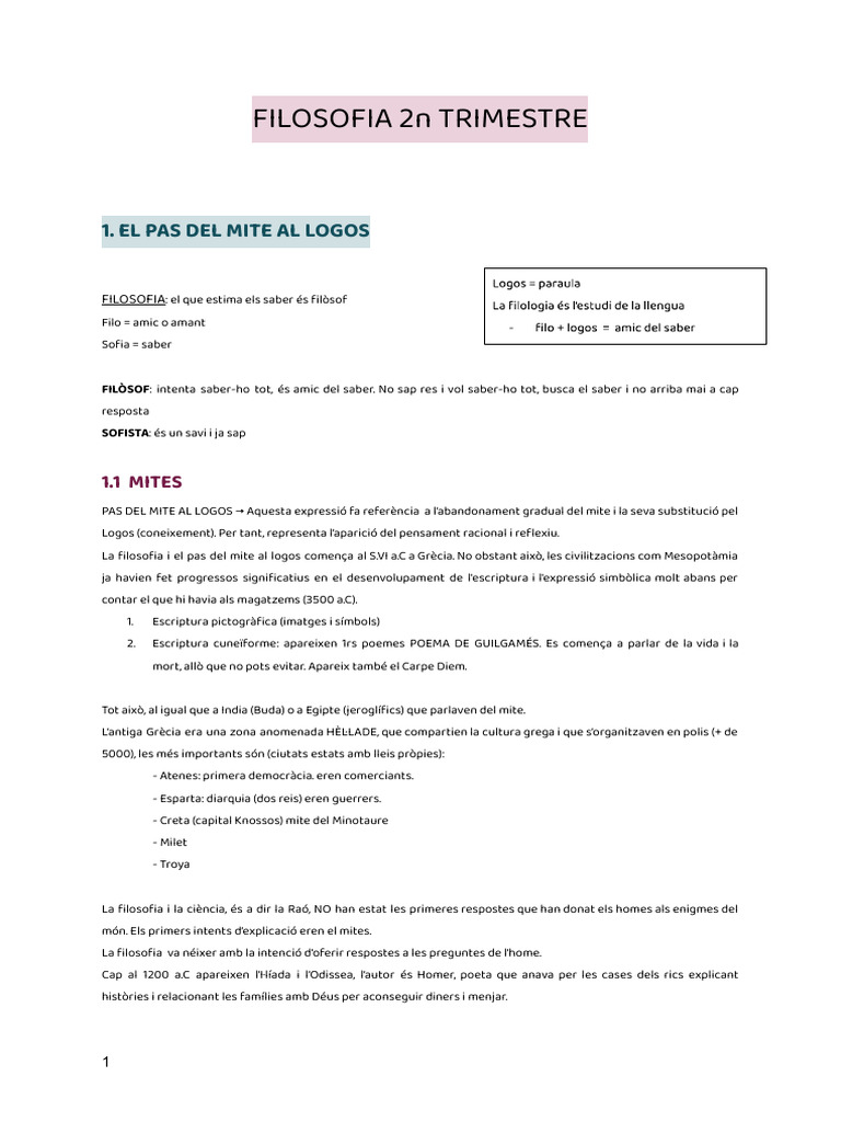FILOSOFIA 2n TRIMESTRE (Clara) | PDF