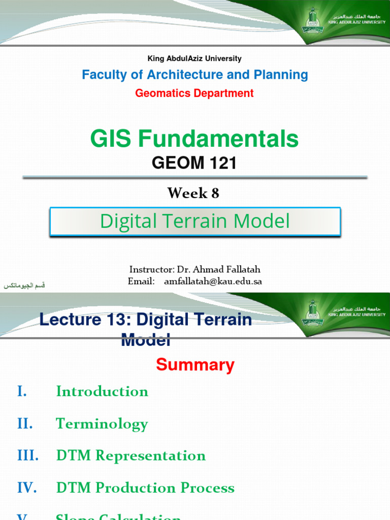 GEOM 121 - Lecture 8 - Digital Terrain Model | PDF | Geographic Data And Information | Earth ...