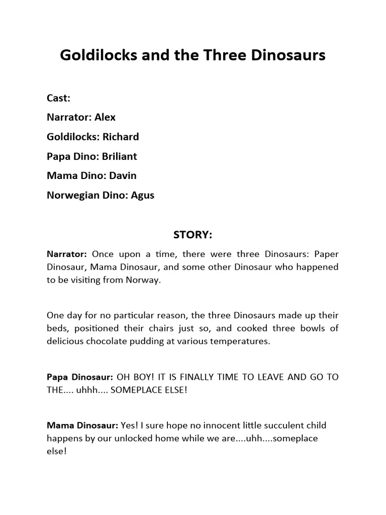 Goldilocks and The Three Dinosaurs | PDF