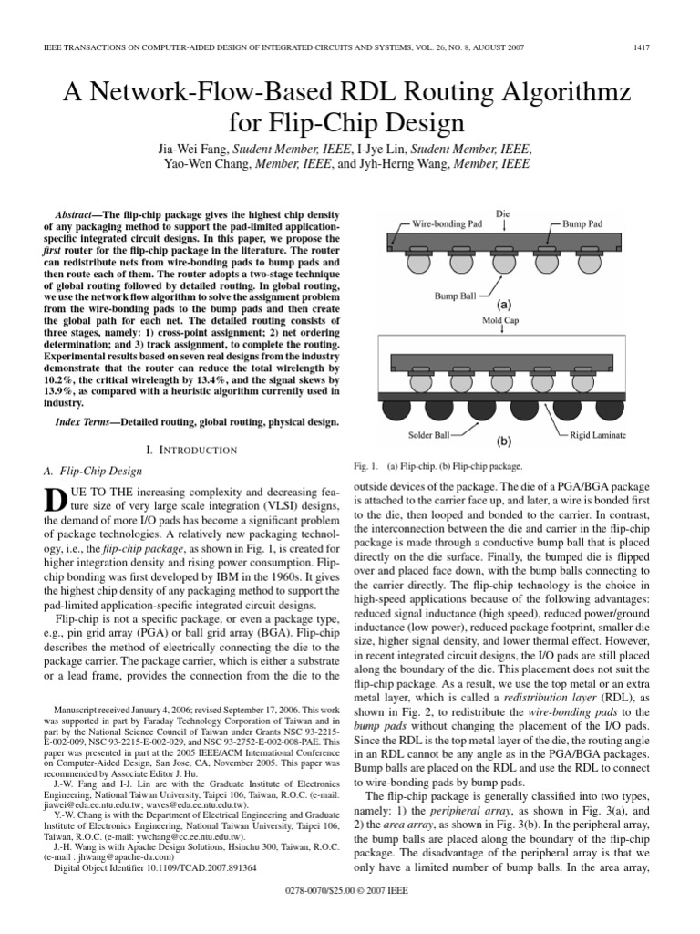 A Network-Flow-Based RDL Routing Algorithmz For Flip-Chip Design | PDF | Integrated Circuit ...