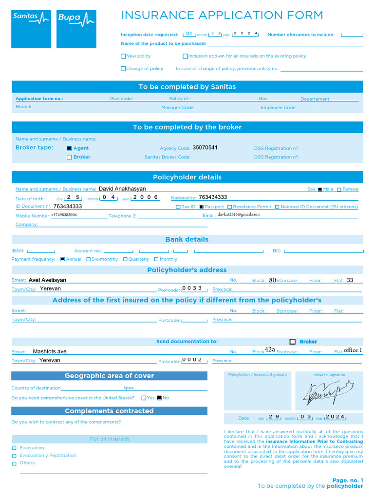 Solicitud Ingles Editable | PDF | Insurance | Health Care