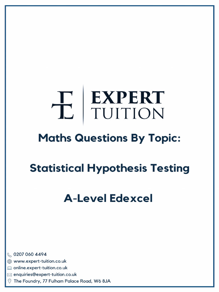 Statistical Hypothesis Testing Pdf Statistical Hypothesis Testing Hypothesis