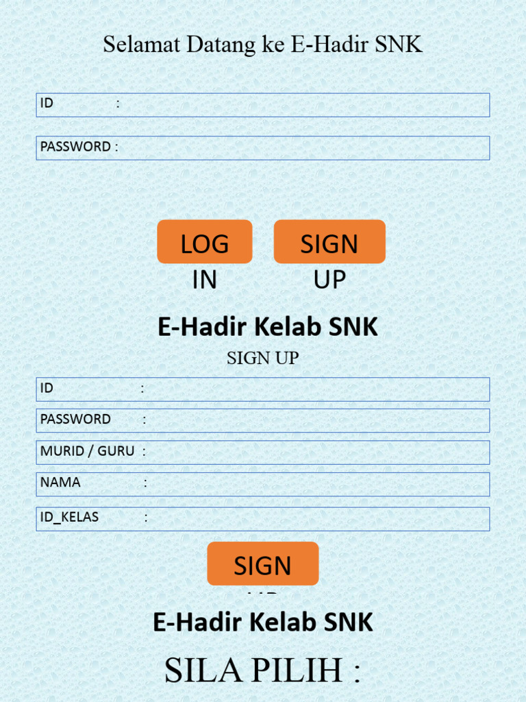 Selamat Datang Ke E-Hadir SNK | PDF