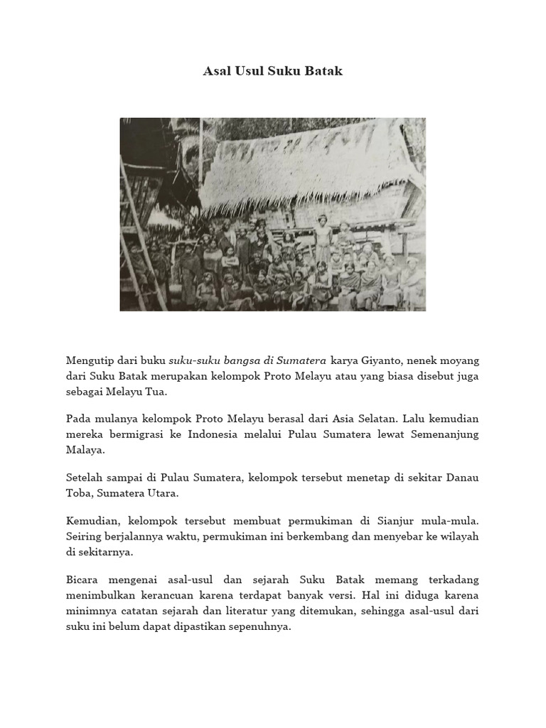 Asal Usul Suku Batak | PDF