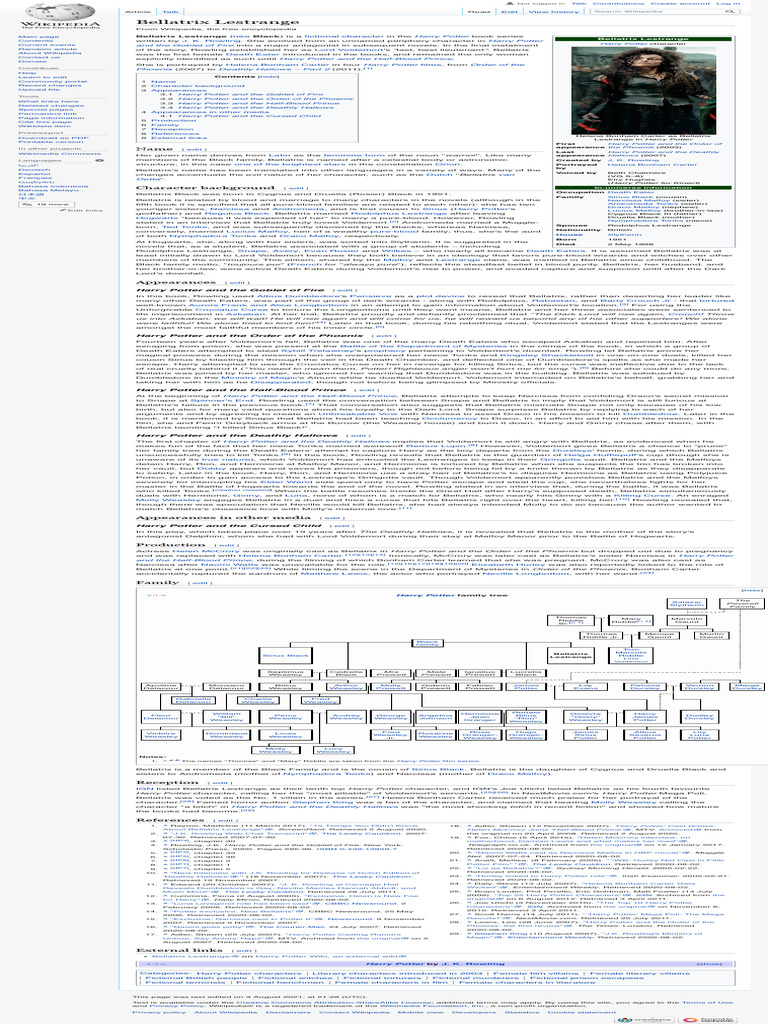 Bellatrix Lestrange: Character Overview | PDF | Fictional Universes | J. K. Rowling