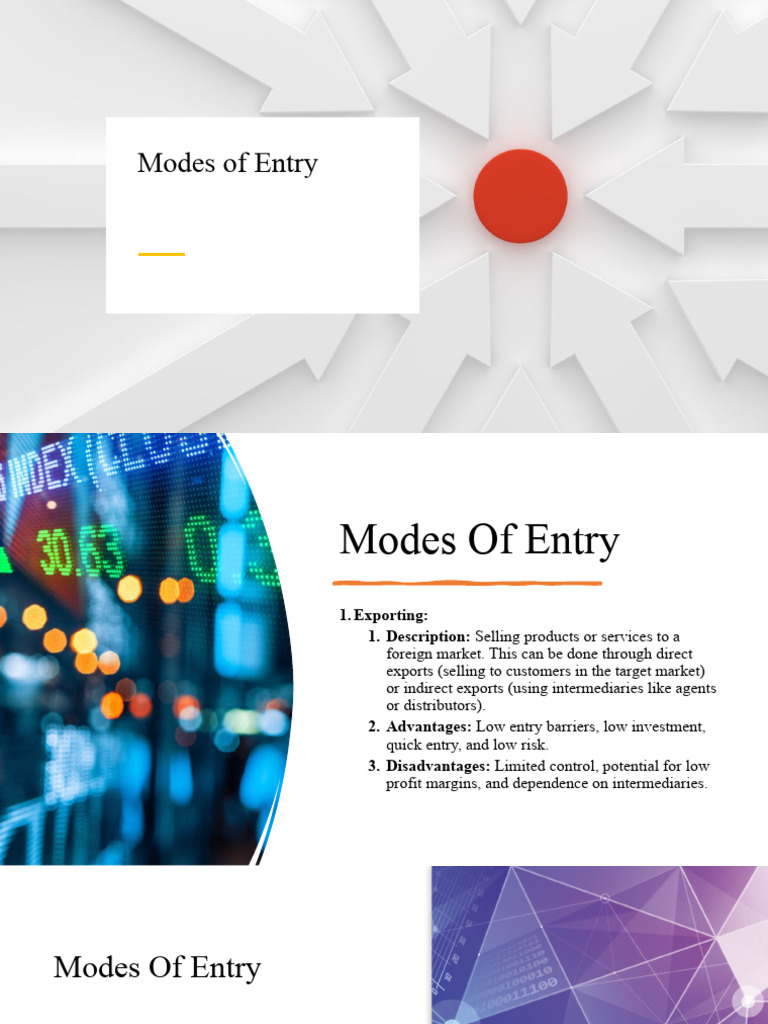 Modes of Entry | PDF | Franchising | Exports