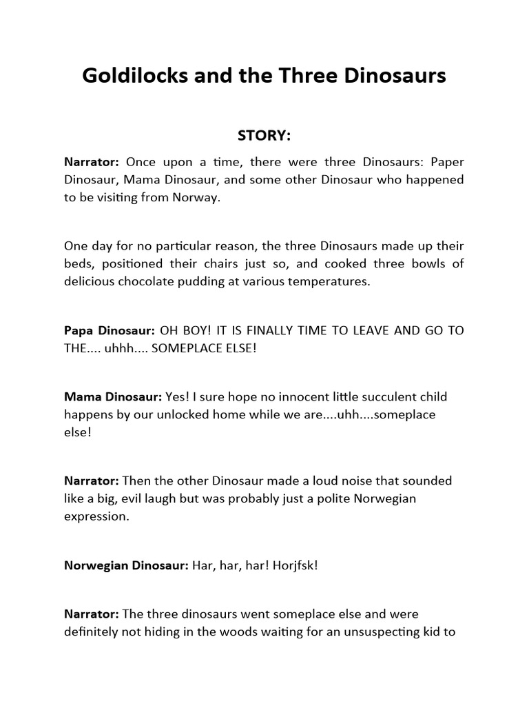 Goldilocks and The Three Dinosaurs | PDF