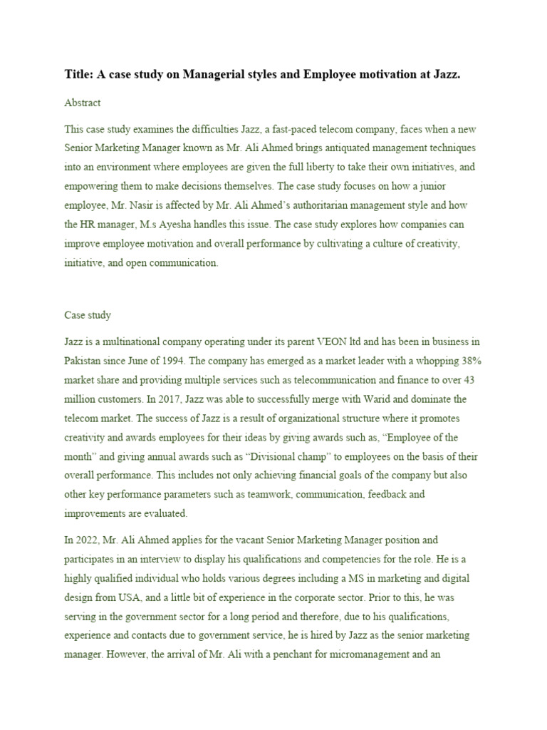 Case - Study - Report (1) (1) .Docx Final | PDF | Collaboration | Employment