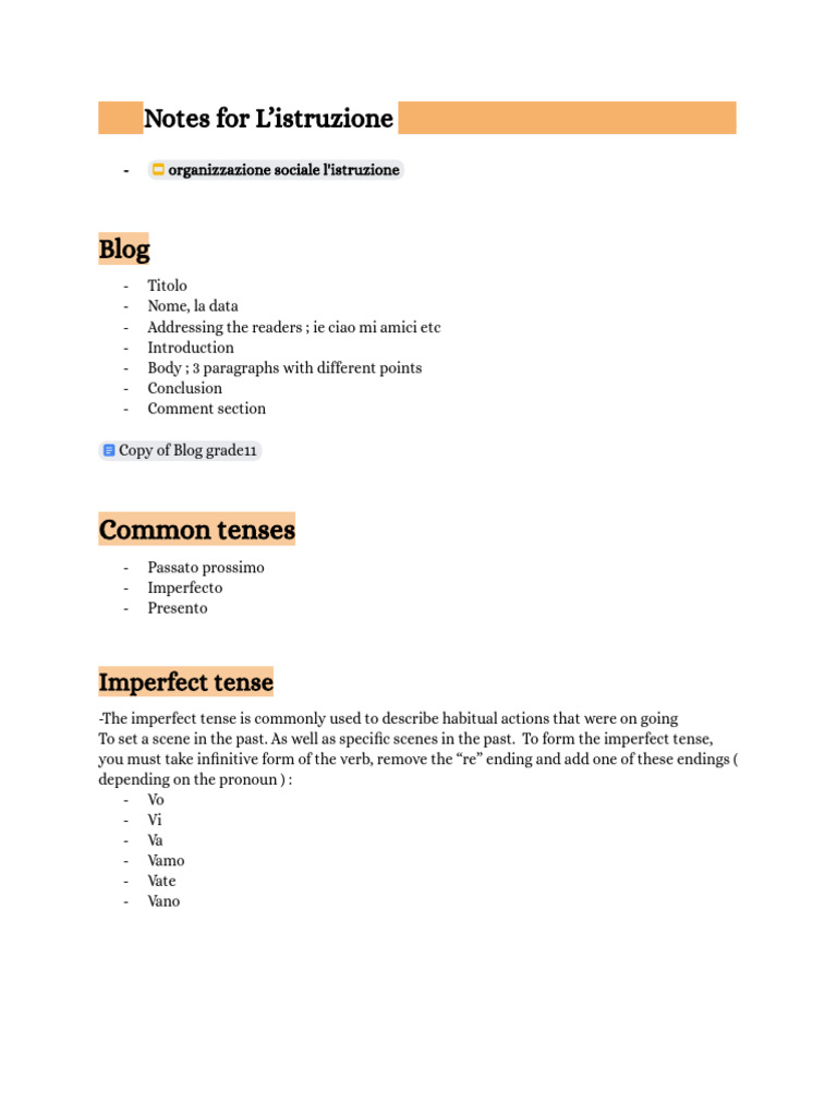 Italian Notes For L'instruzione | PDF | Linguistics | Semantic Units