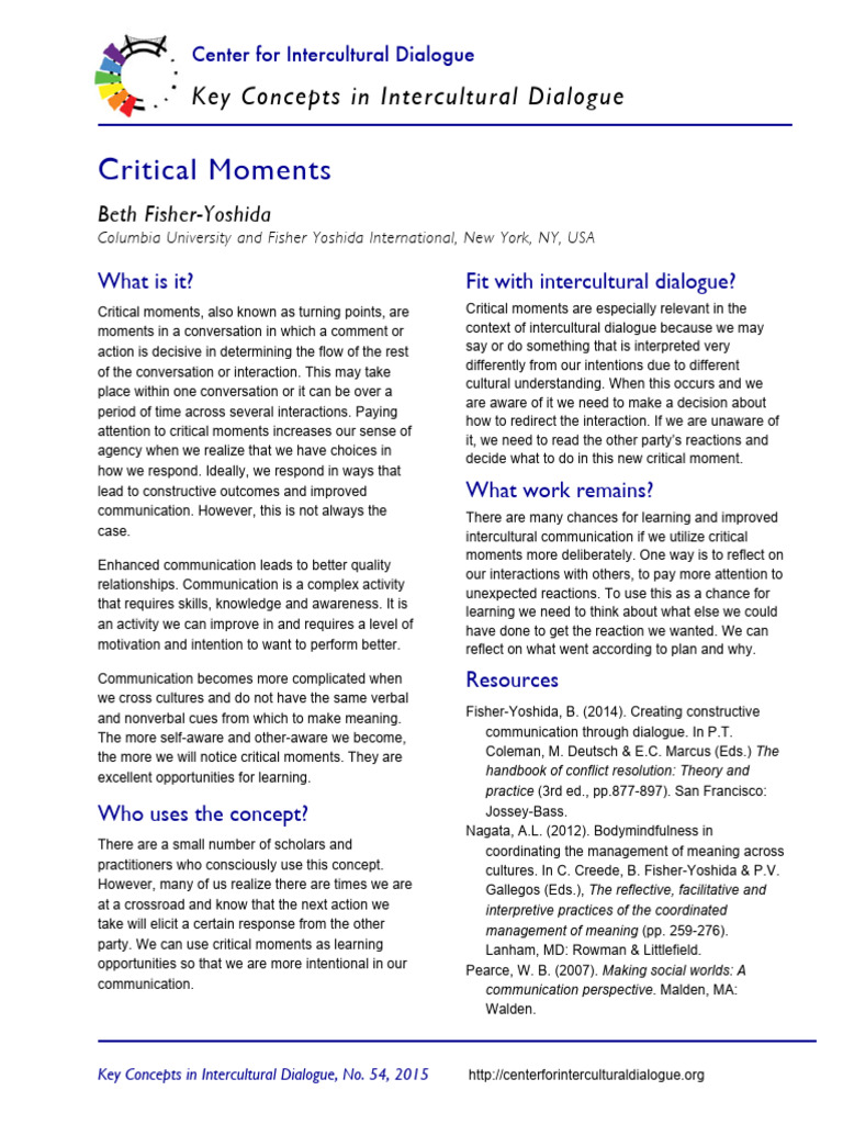 key-concept-critical-moments | PDF | Cross Cultural Communication ...