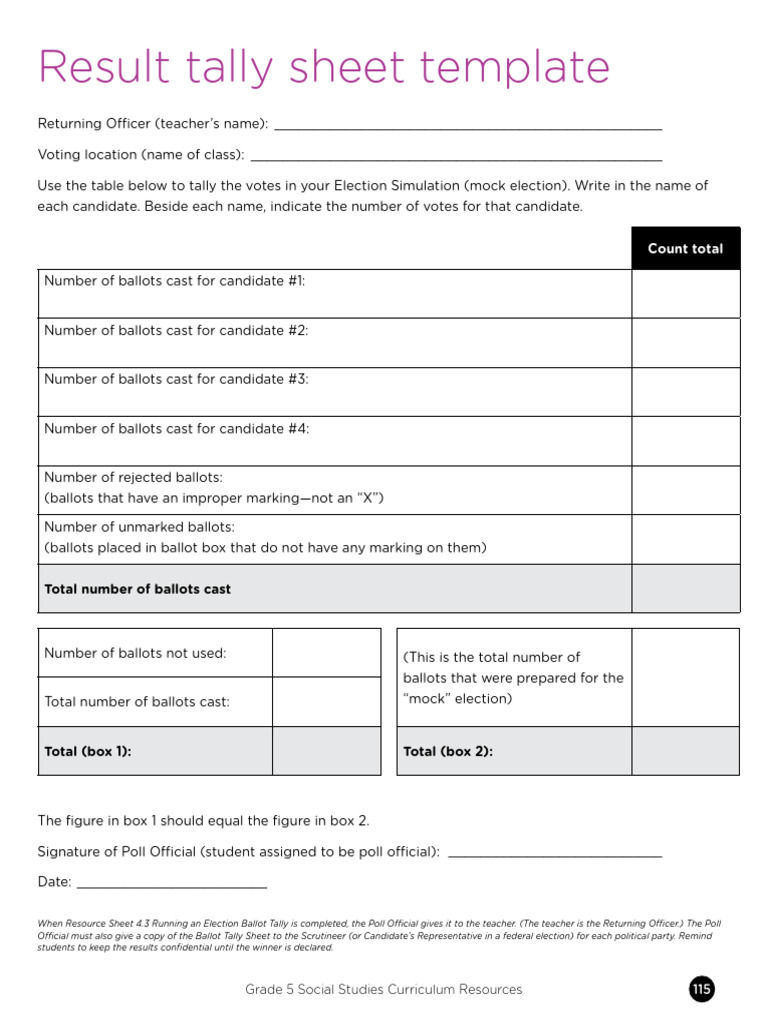 Election Tally Sheet Template | PDF