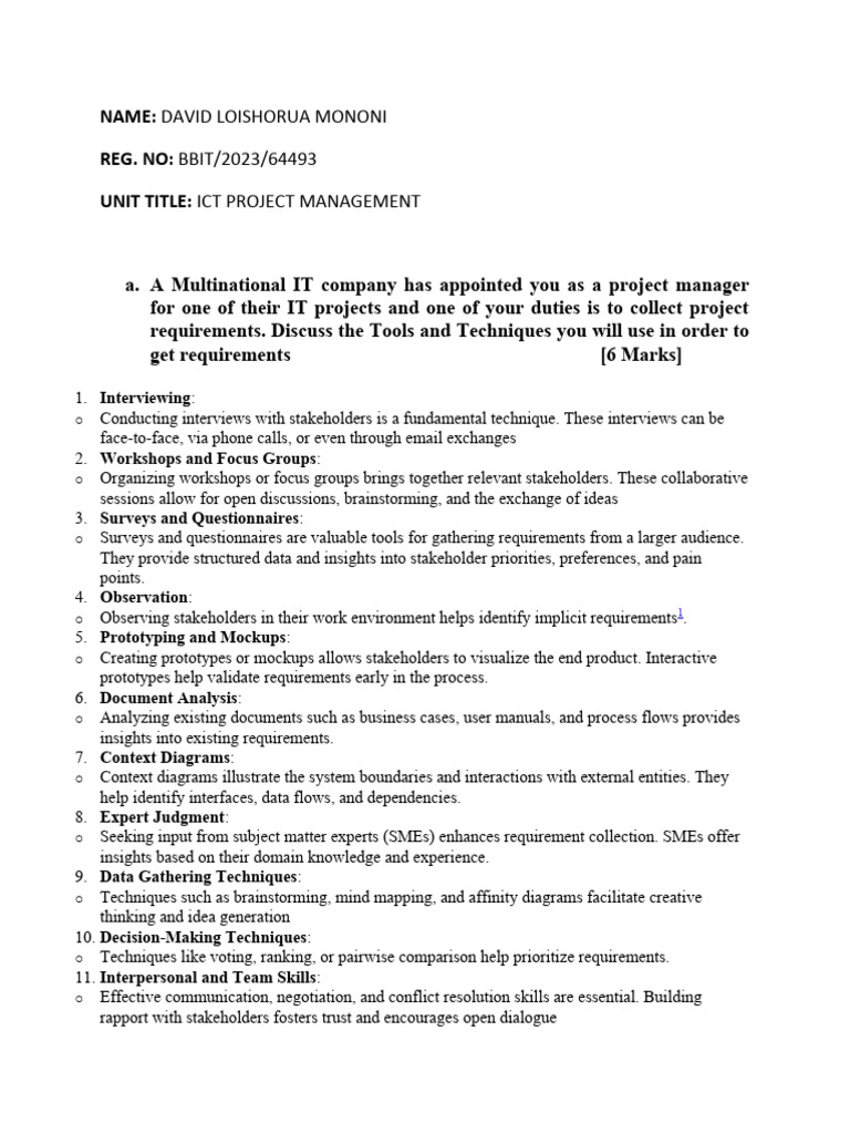 ICT Project Management CAT 2 | PDF | Project Management | Brainstorming