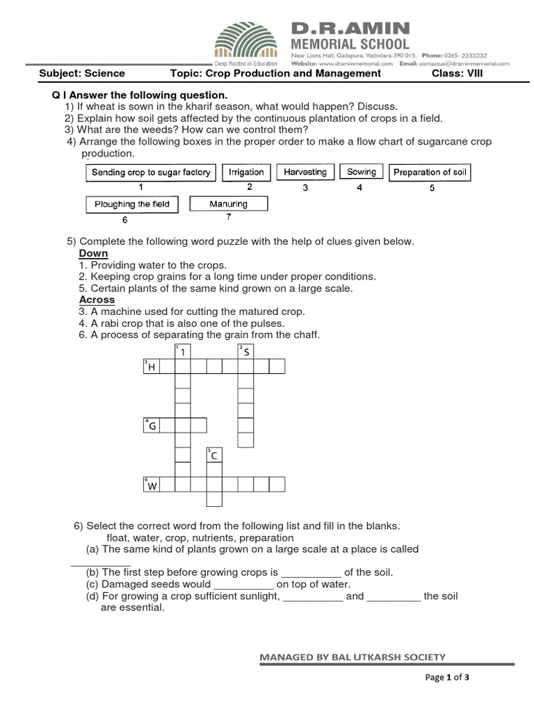Expanded Universal Science Class 8 Worksheet | PDF | Irrigation | Soil