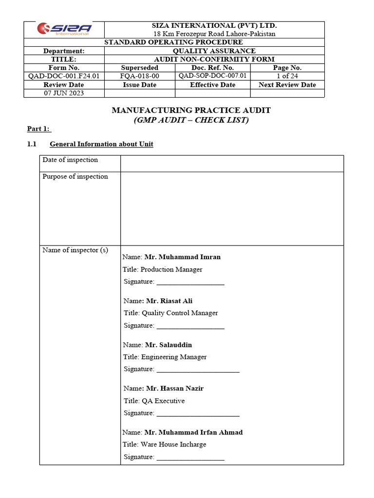 GMP Audit Checklist for Pharma Compliance | PDF | Sterilization ...