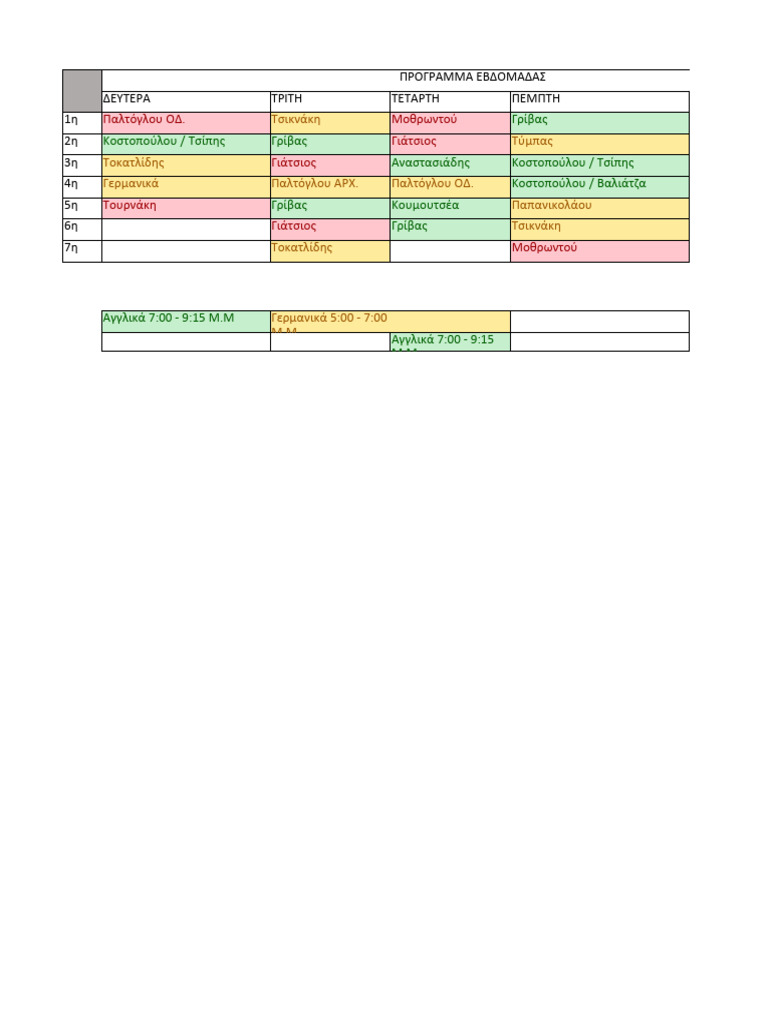 ΠΡΟΓΡΑΜΜΑ ΕΒΔΟΜΑΔΙΑΙΟ | PDF