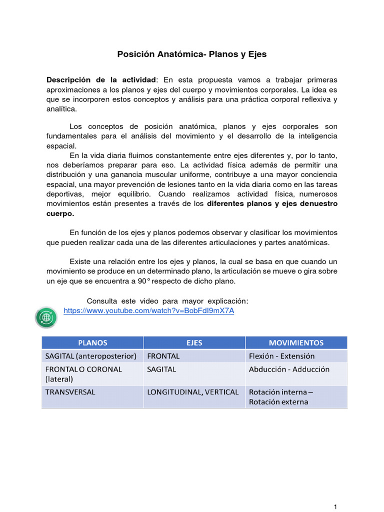 Guía Laboratorio No. 1 Planos y Ejes | PDF | Rotación | Anatomía
