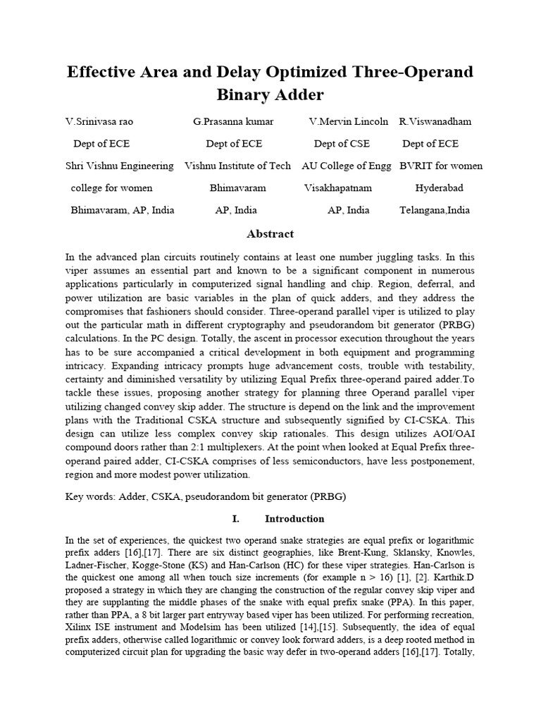 Binary Adder Paper Updated On 05-01-2024 With Plag Less Than 20 | PDF ...