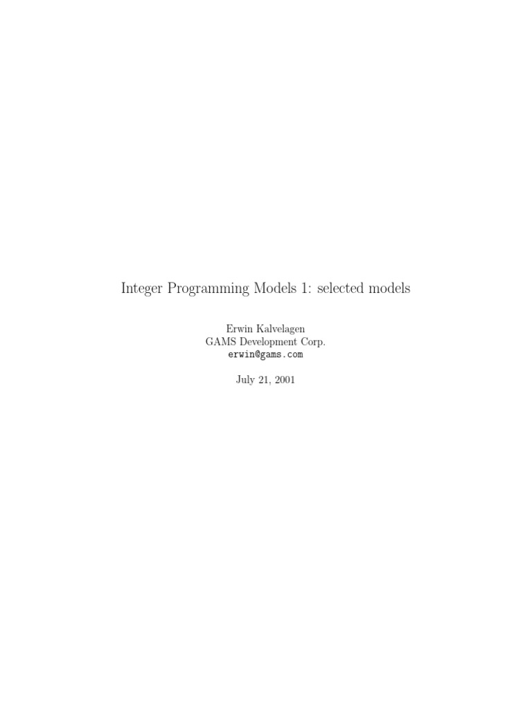 8Integer Prog Models | PDF | Matrix (Mathematics) | Median