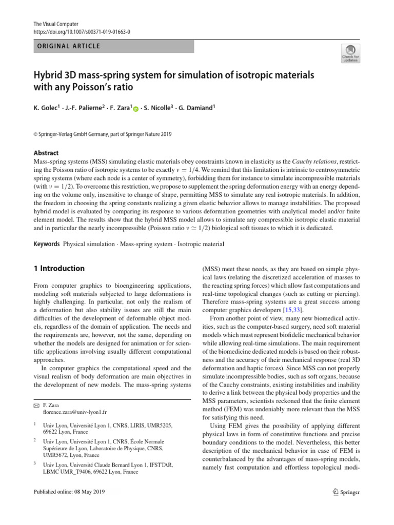 3D Mass-Spring System | PDF | Elasticity (Physics) | Young's Modulus