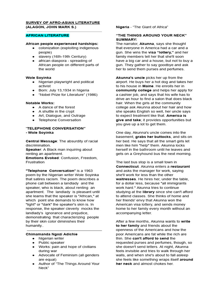 Survey of Afro-Asian Literature Reviewer | PDF | Ancient Egypt ...