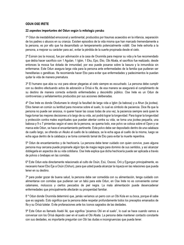 ODUN Ose Irete | PDF | Creencia religiosa y doctrina