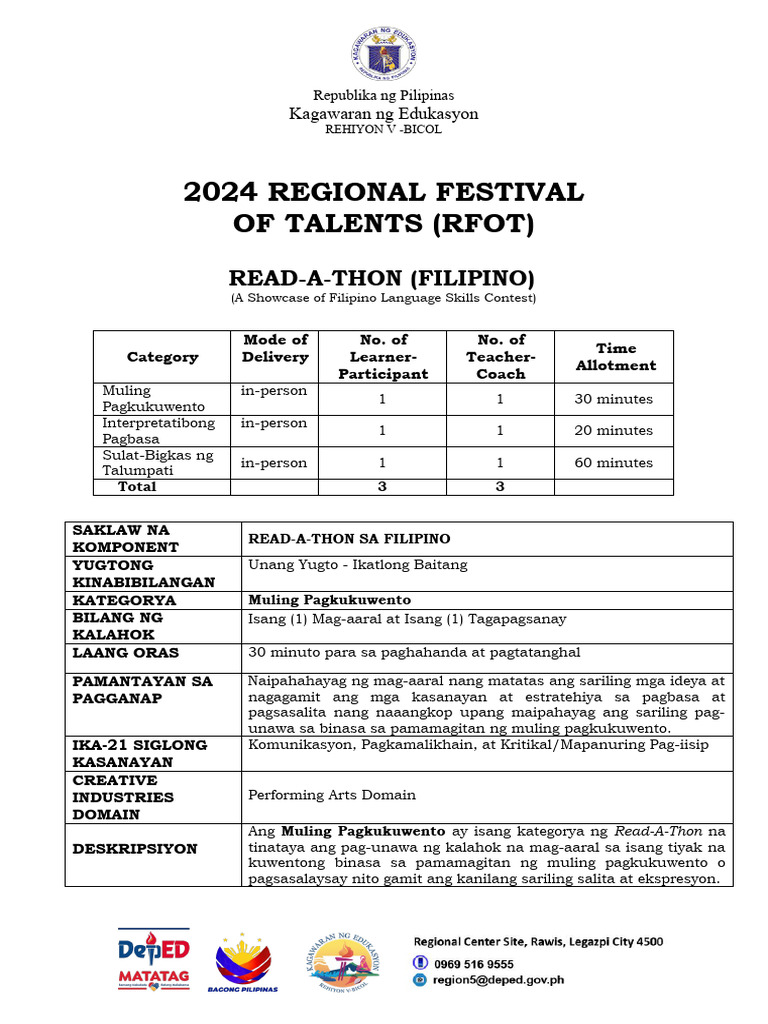 Read A Thon Filipino Guidelines | PDF