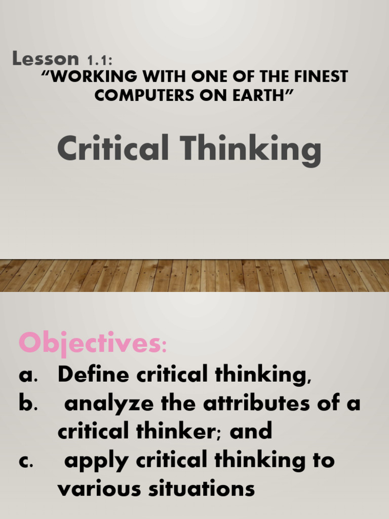ENG 2 Lesson 1 - Critical Thinking | PDF | Thought | Critical Thinking