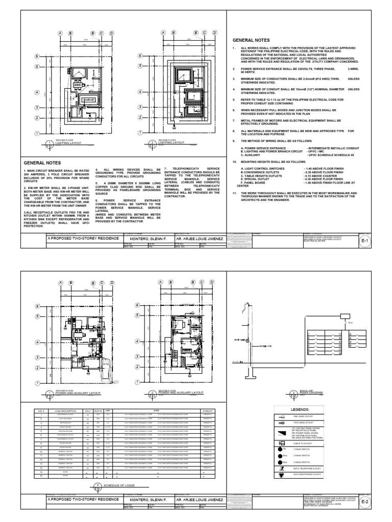 Two-Storey Residence Electrical Plan | PDF | Electrical Wiring ...
