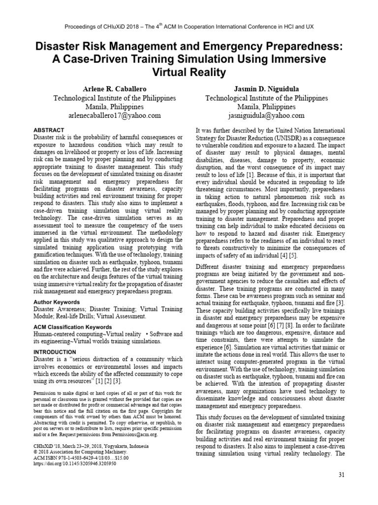 VIRTUAL REALITY TRAINING | PDF | Natural Disasters | Simulation