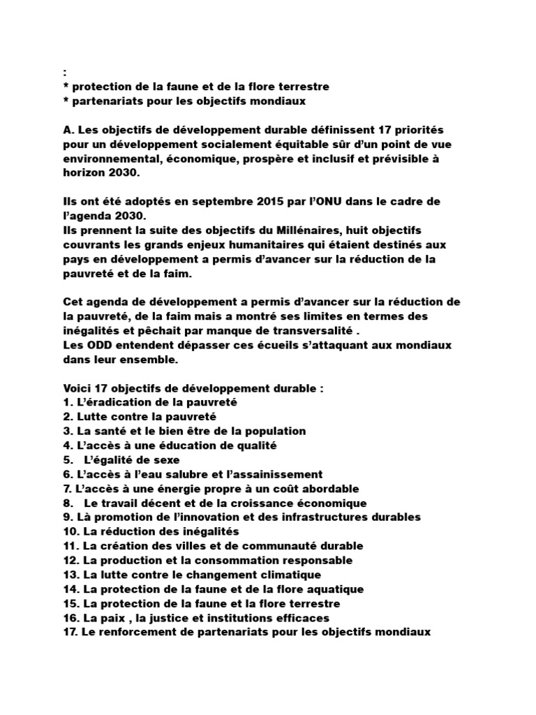 Objectifs de Développement Durable 2030 | PDF | Économie ...