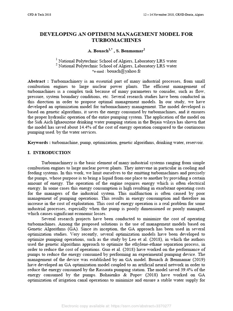 Developing An Optimum Management Model For Turbomachines | PDF | Mathematical Optimization ...