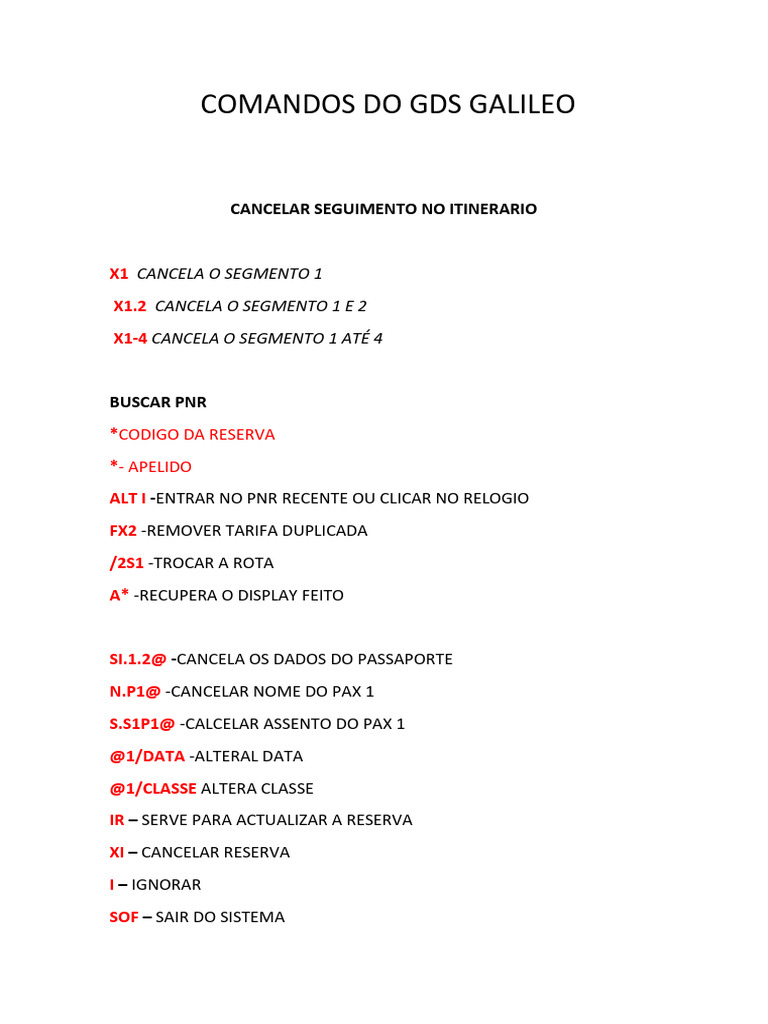 Comandos Galileo | PDF
