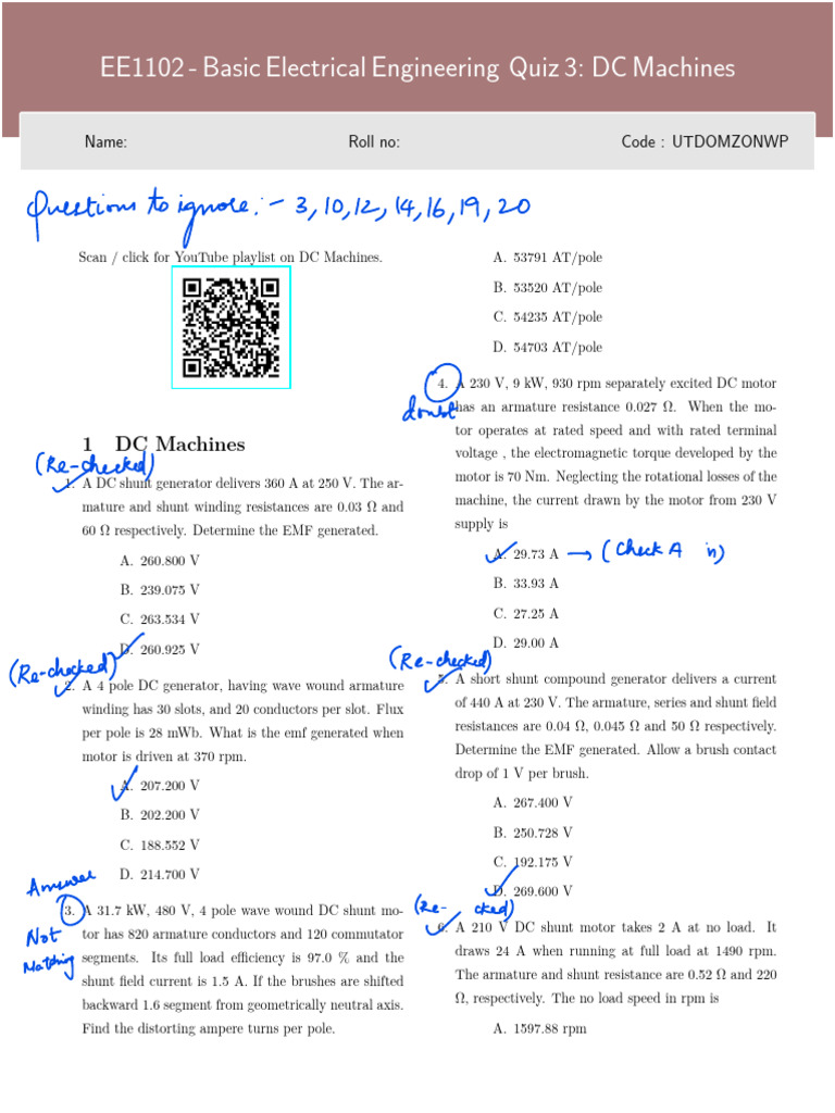 Exam UTDOMZONWP | PDF | Electric Motor | Electric Generator