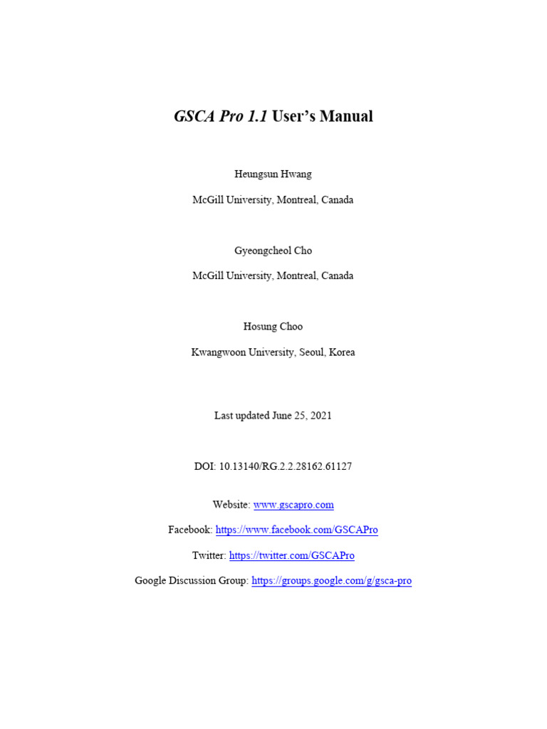 GSCA Pro 1.1 User Manual | PDF | Coefficient Of Determination ...
