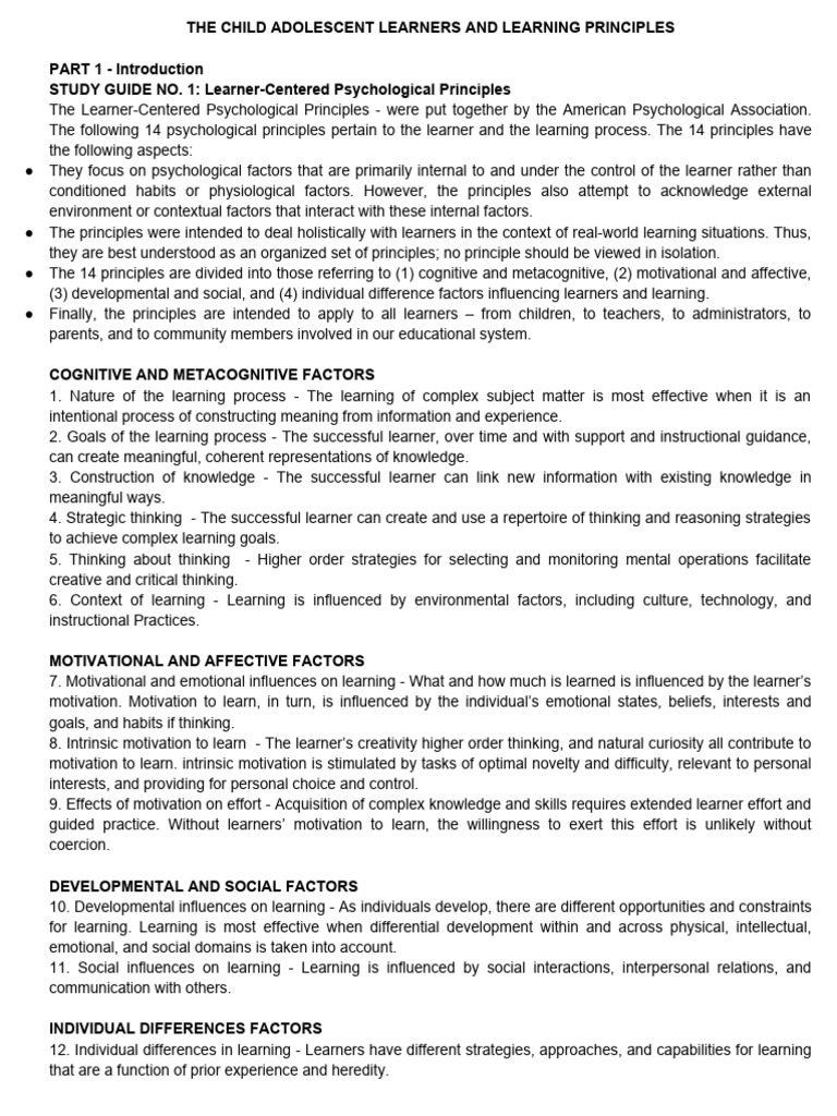 TCALLP Reviewer | PDF | Learning | Cognitive Development